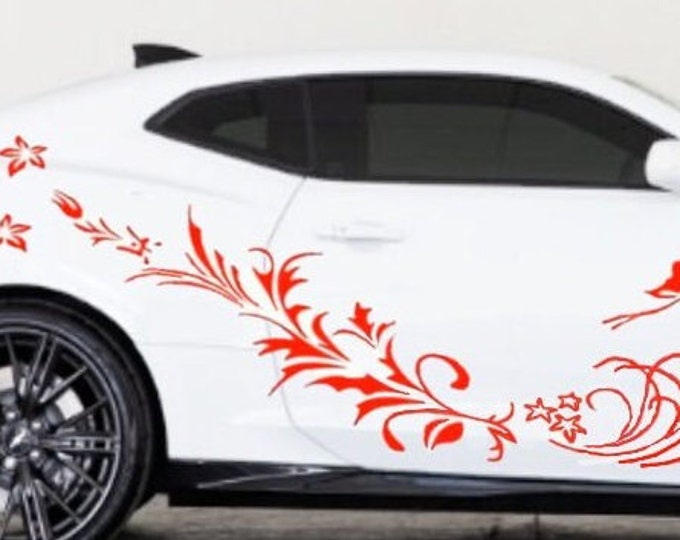 Floral Car Decal Large Car Side Flower Swirl Decal Car Decal Sticker ...