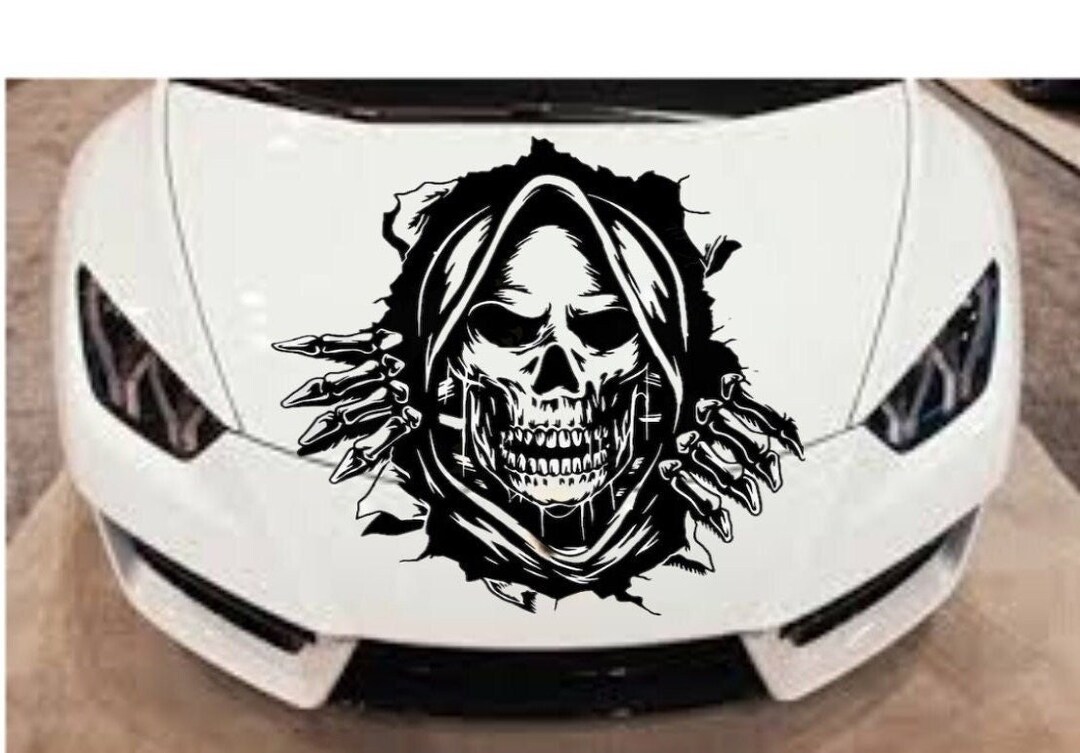 Skull Decal, Skull Sticker, Grim Reaper Hood Graphic, Grim Reaper Hood ...