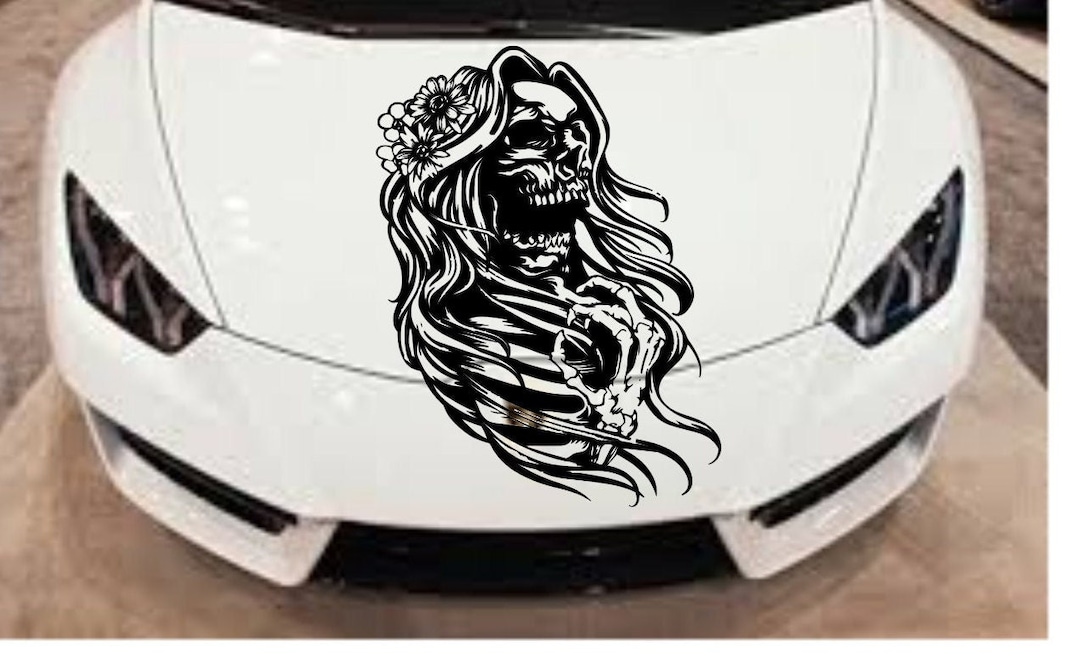 Female Skull Auto Accent Decal, Skull Car Vinyl, Girl Skull Car Decal ...