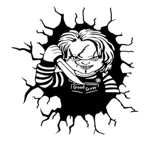 Chucky Decal, Chucky Sticker, Horror Sticker, Chucky Hood Graphic ...