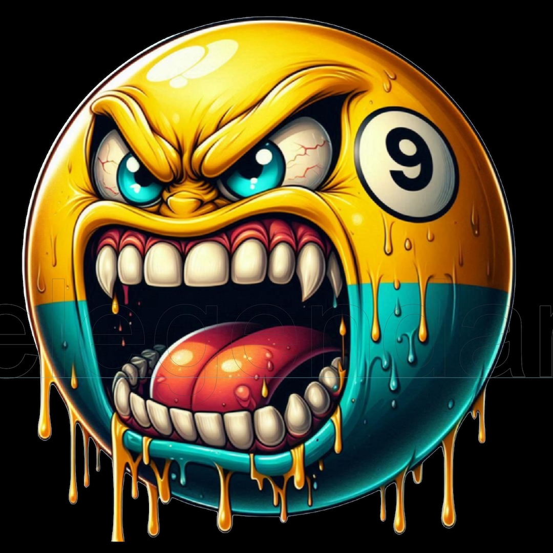 Angry Teal 9 Ball PNG - Etsy