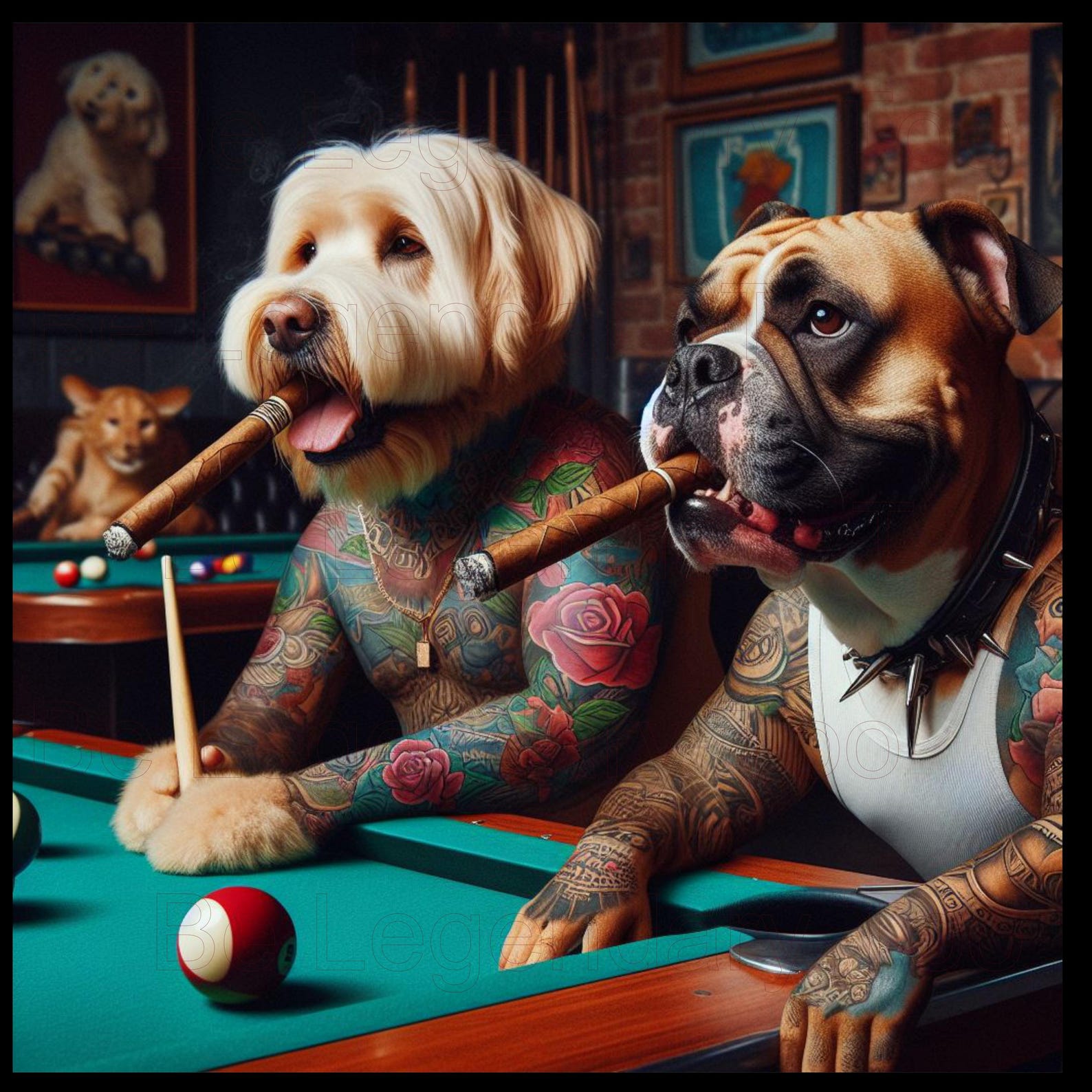 2 Dogs Pool/billiards Png - Etsy