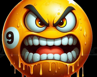 Angry Teal 9 Ball PNG - Etsy