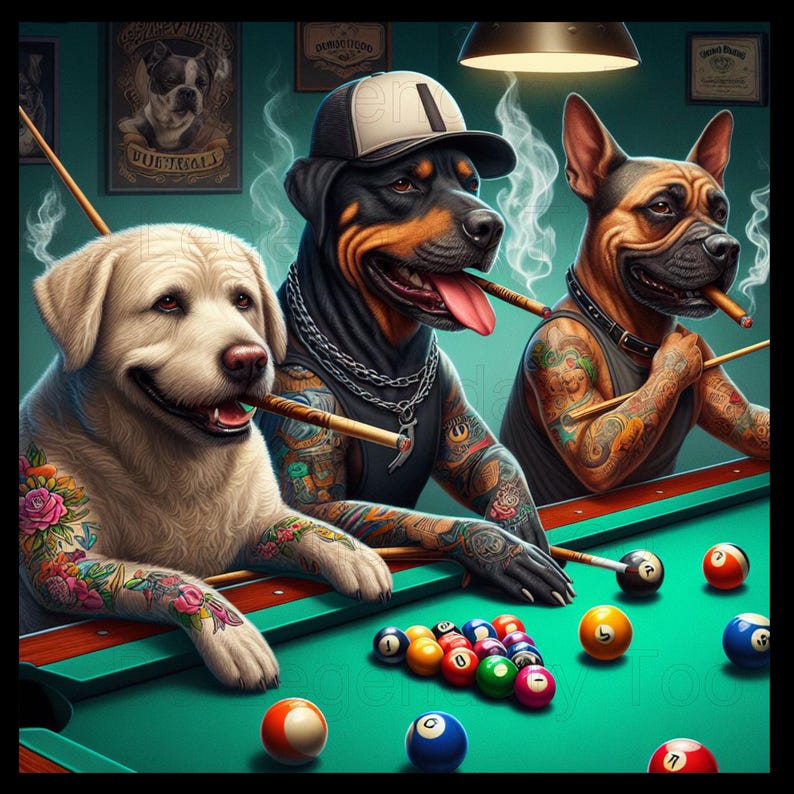 3 Dogs Pool/billiards PNG - Etsy