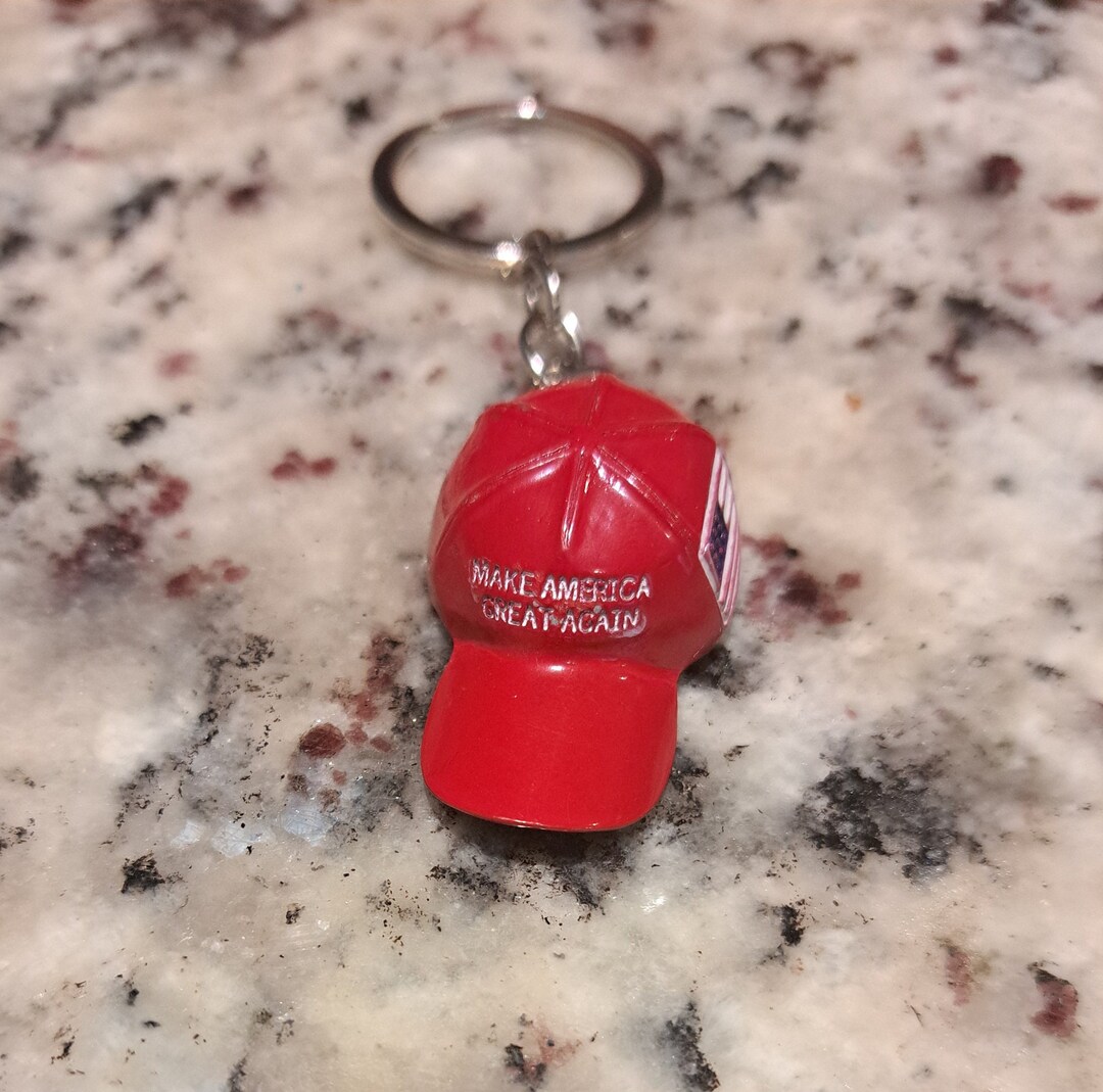 Patriotic MAGA Hat Keychain, Zinc Alloy Flag Design - Etsy