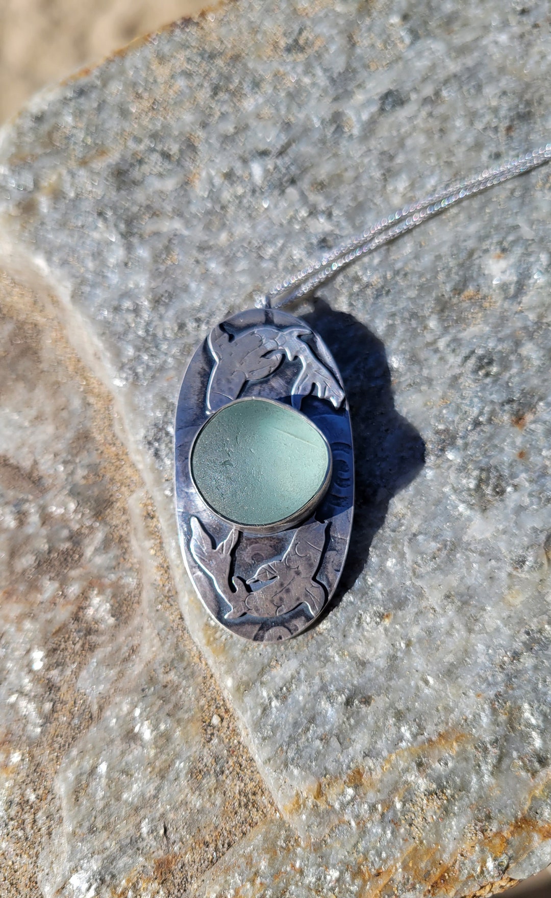 Aqua Seaglass Coi Fish Necklace - Pure Calm - Etsy