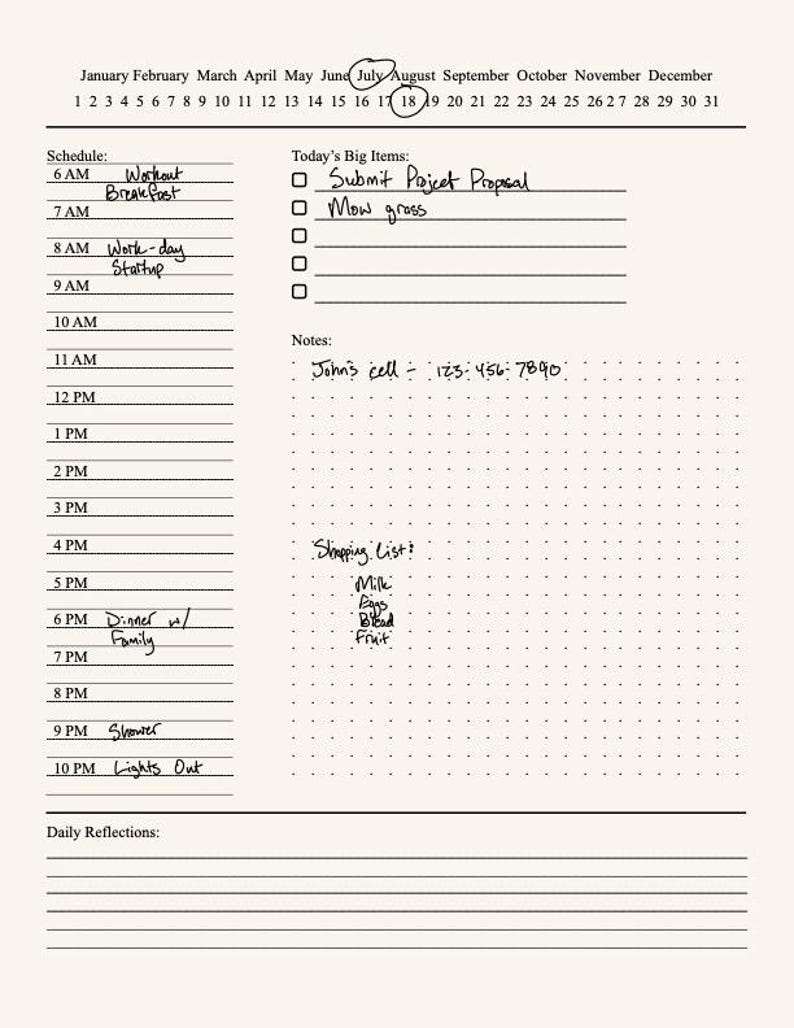 Minimal Daily Planner Printable - Etsy