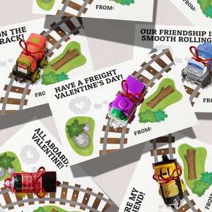 Kids Valentine Cards INSTANT DOWNLOAD Mini Trains, Steam Engine, Choo ...