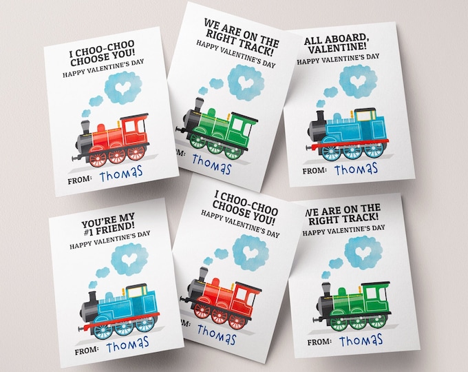 Kids Valentine Cards | INSTANT DOWNLOAD | Trains, Steam Engine, Choo ...