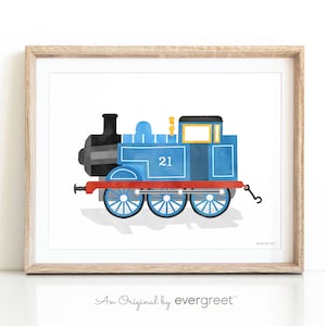Blue Steam Train Wall Print Digital Printable Art Steam Engine, Train ...
