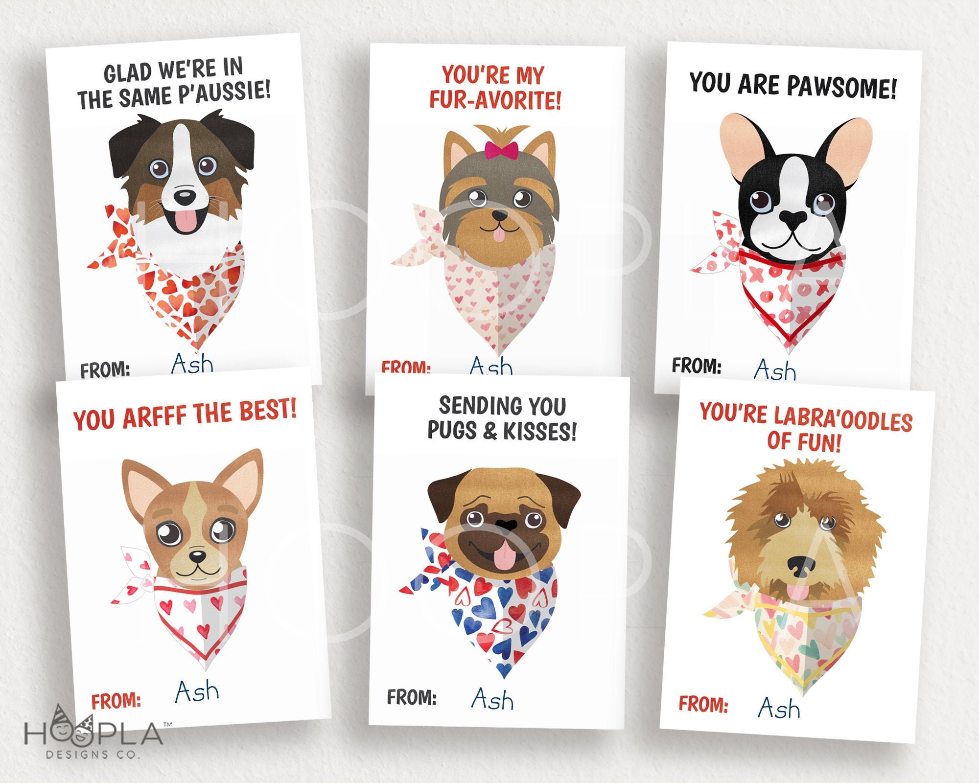 Kids Valentine Cards INSTANT DOWNLOAD Puppy Dog | Etsy