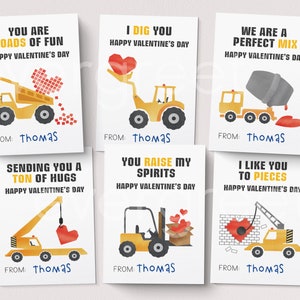 Kids Valentine Cards INSTANT DOWNLOAD Construction | Etsy