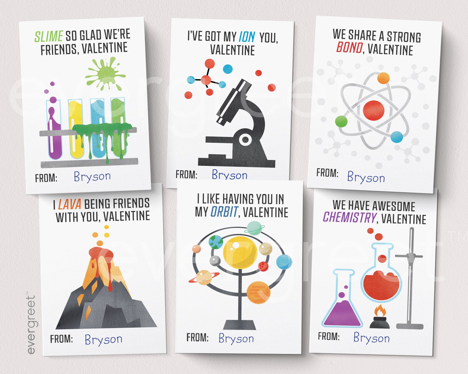 Kids Valentine Cards INSTANT DOWNLOAD Science Valentines | Etsy