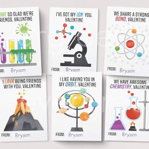 Kids Valentine Cards INSTANT DOWNLOAD Science Valentines | Etsy
