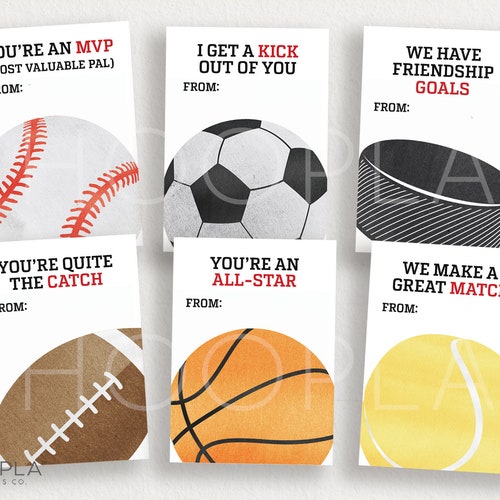 Sports Valentines Cards INSTANT DOWNLOAD Personalized Kids | Etsy