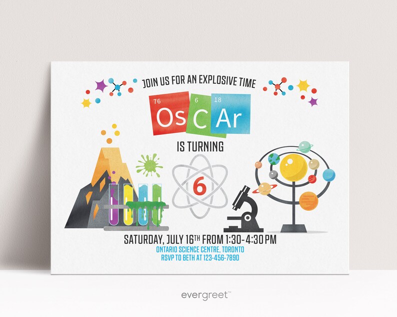 Science Birthday Invitation for Kids | Custom Digital Printable ...