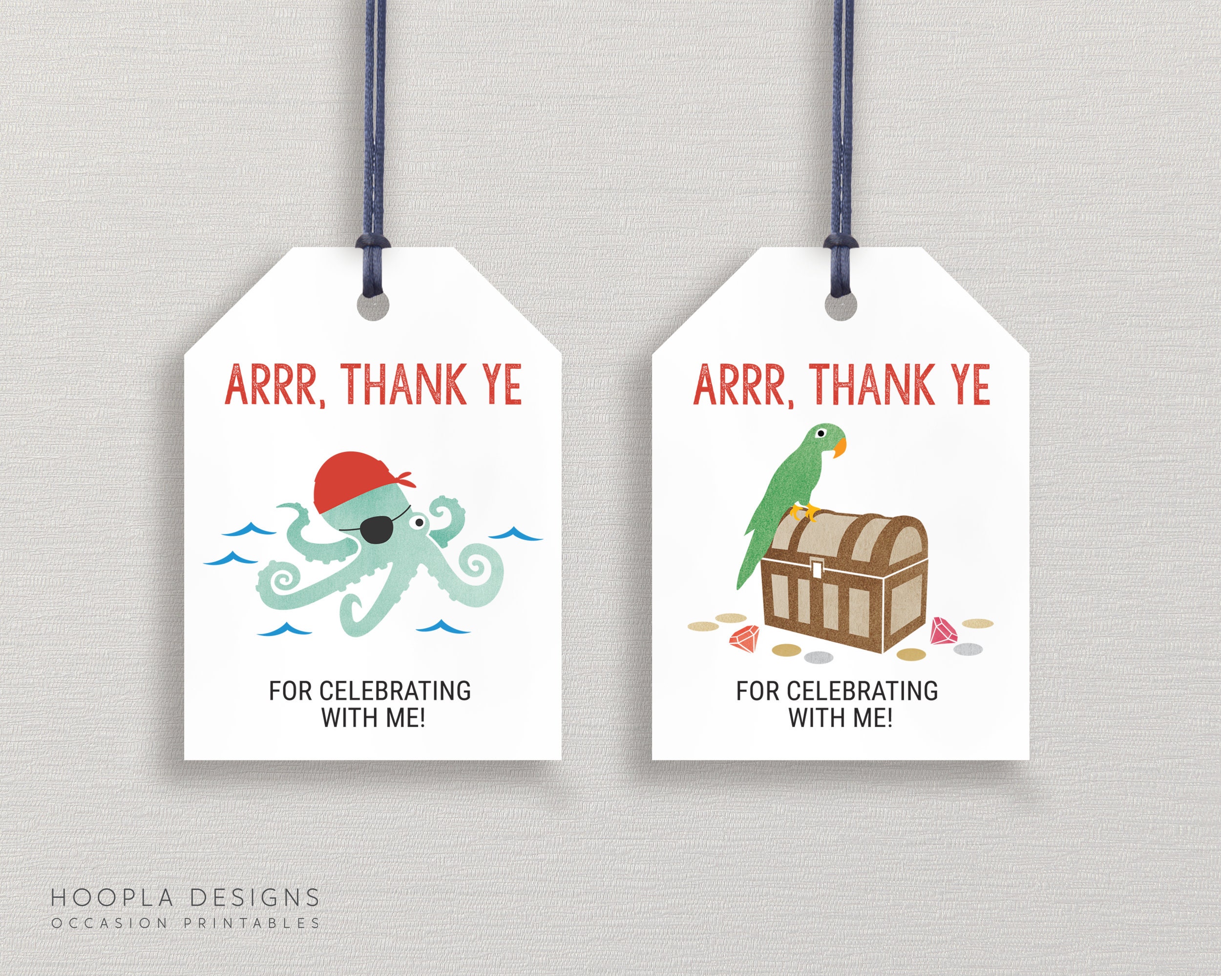 Pirate Thank You Tags for Birthday Party Favor, Goody & Treat Bags ...