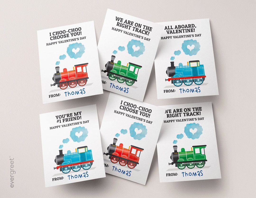 Kids Valentine Cards | INSTANT DOWNLOAD | Trains, Steam Engine, Choo ...