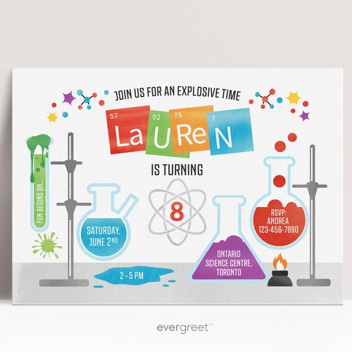 Science Birthday Invitation for Kids Custom Digital - Etsy Canada