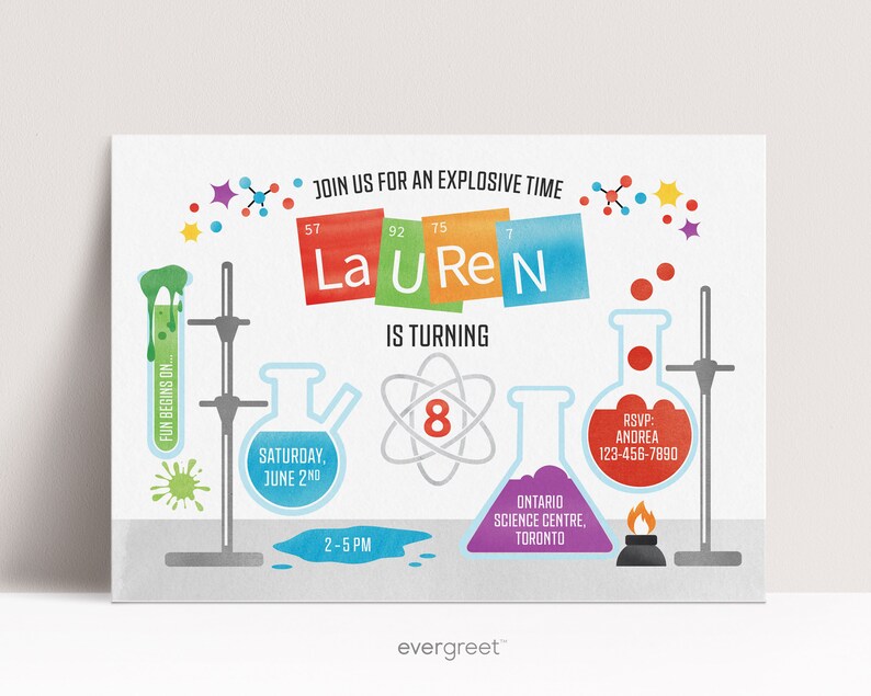 Science Birthday Invitation for Kids | Custom Digital Printable ...