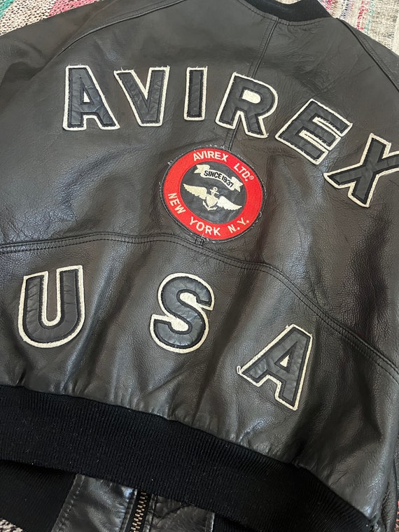 Vintage Varsity Leather Jacket AVIREX USA size M-L - Gem