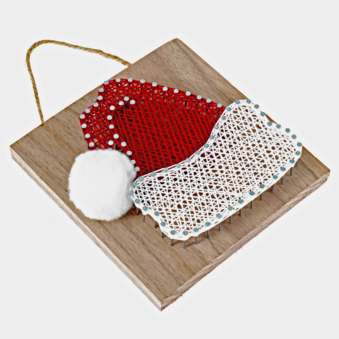 5" X 5" Santa Hat String Art Kit | DIY Adult Christmas Holiday Craft ...
