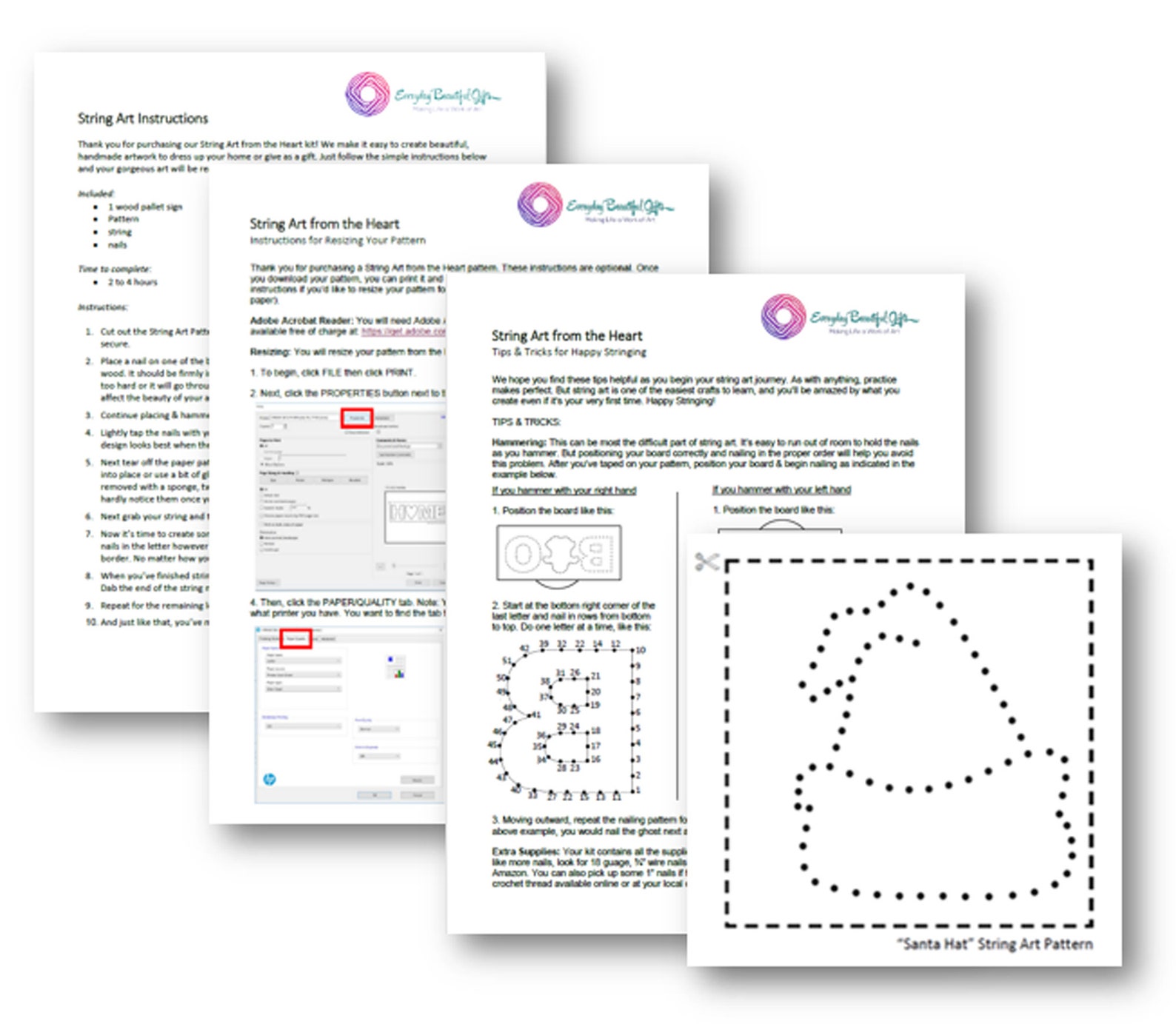 Santa Hat String Art PATTERN DIY Christmas Thanksgiving | Etsy