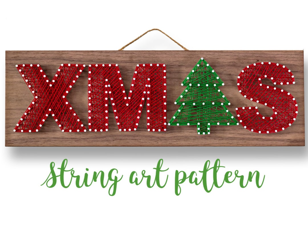 Merry Xmas String Art PATTERN | DIY Christmas Holiday Adult Art Craft ...