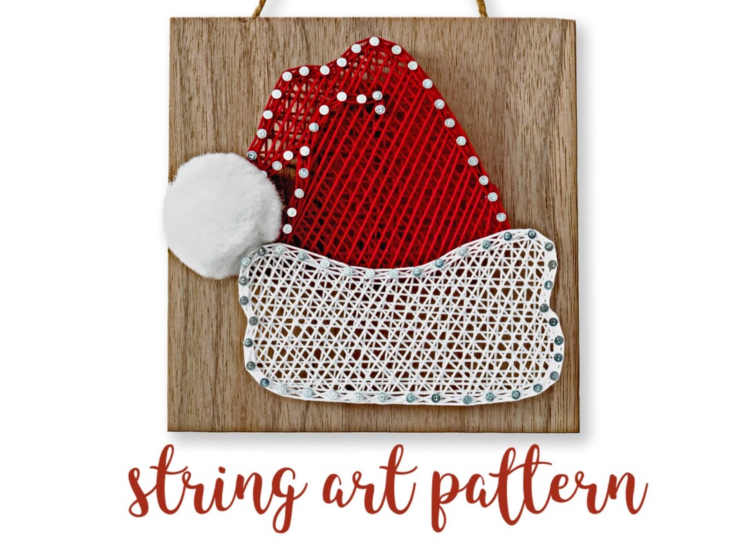 Santa Hat String Art PATTERN | DIY Christmas Thanksgiving Holiday Adult ...