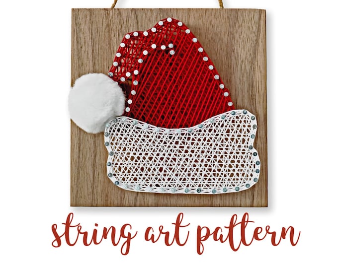 Santa Hat String Art PATTERN | DIY Christmas Thanksgiving Holiday Adult ...