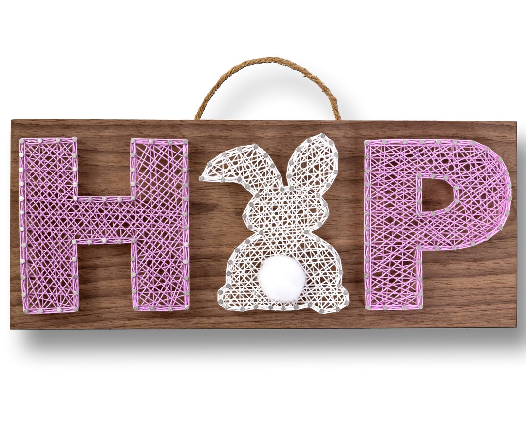 12" X 5" Bunny HOP String Art Kit | DIY Adult Easter Craft Project - Etsy