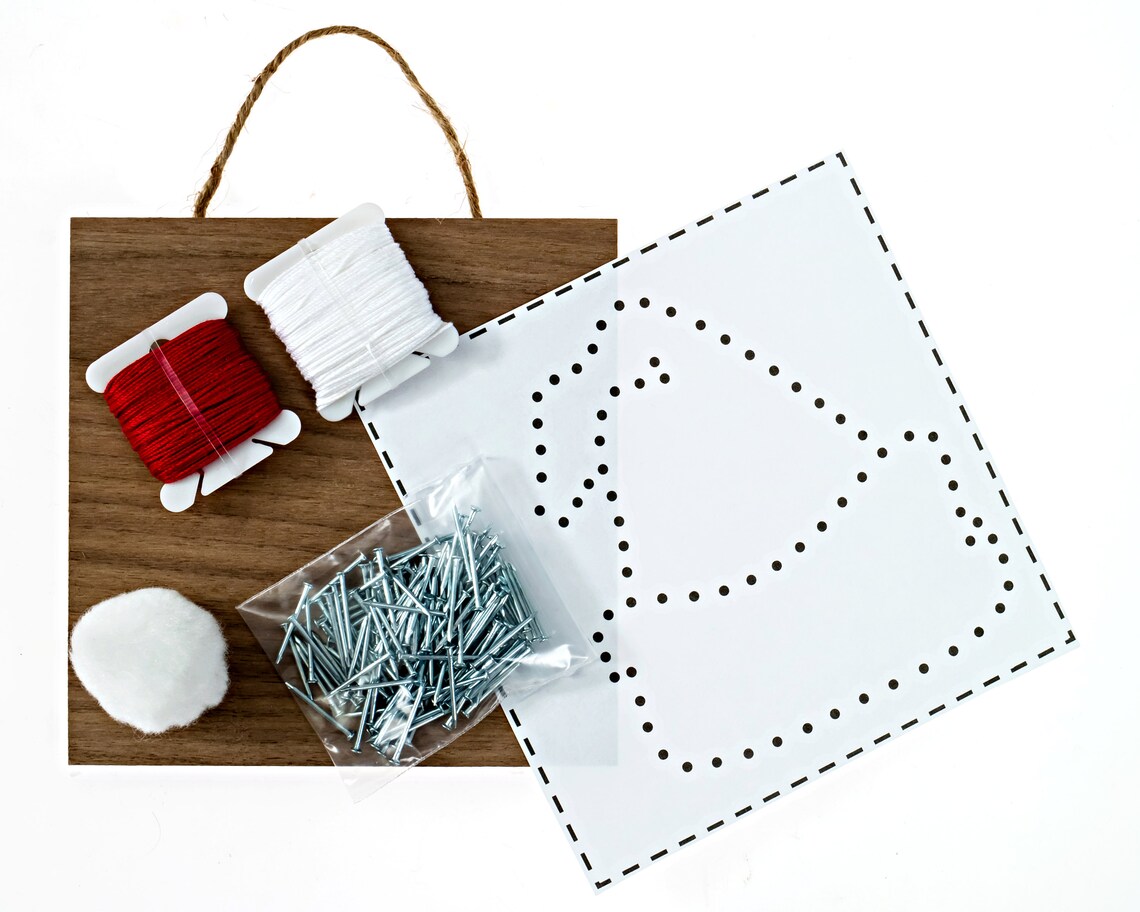 5" X 5" Santa Hat String Art Kit | DIY Adult Christmas Holiday Craft ...