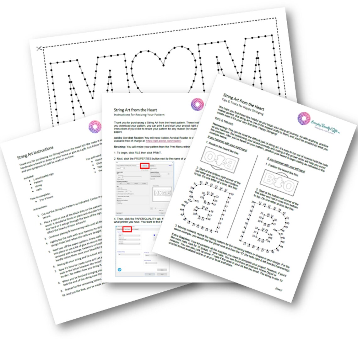 MOM String Art PATTERN DIY Mother's Day Adult Art Craft - Etsy