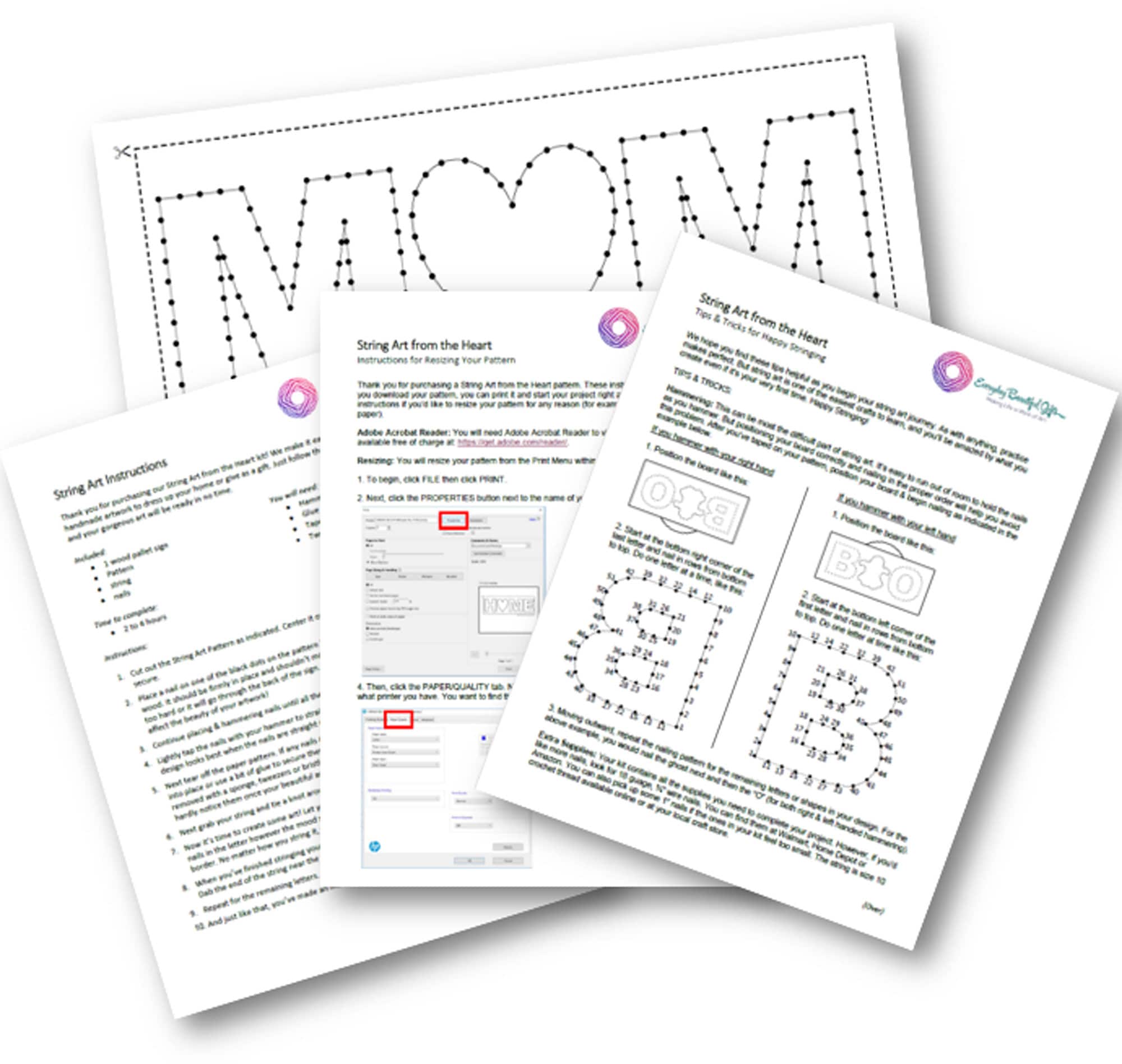 MOM String Art PATTERN DIY Mother's Day Adult Art Craft | Etsy