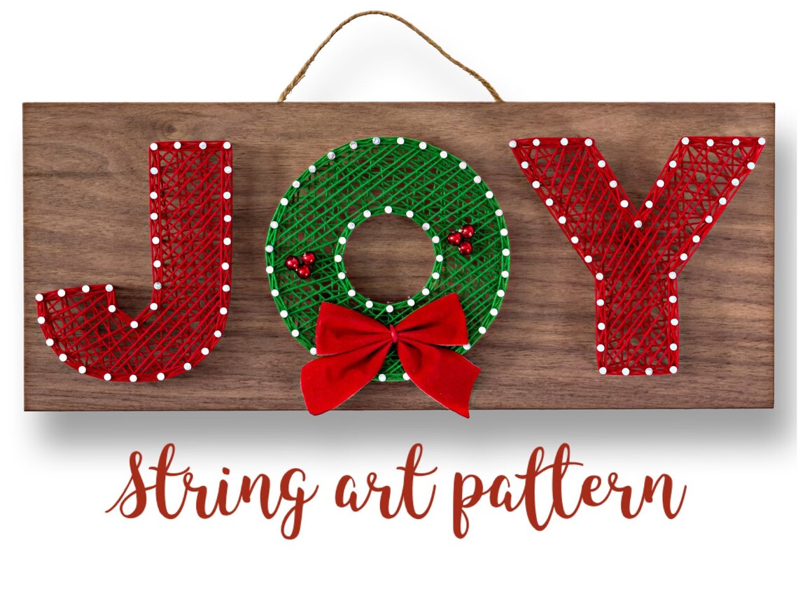 Christmas JOY String Art PATTERN | DIY Winter Holiday Adult Art Craft ...