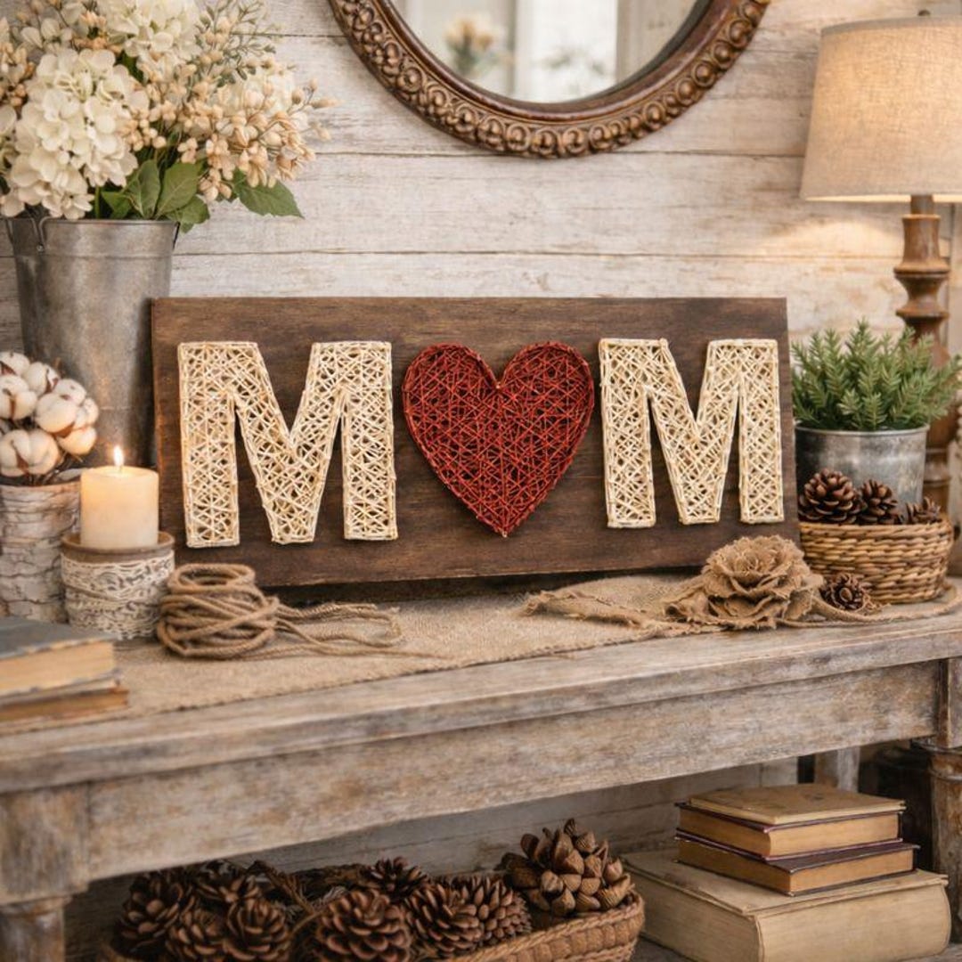 MOM String Art Pattern - Printable PDF - DIY Farmhouse Gift Decor - Etsy