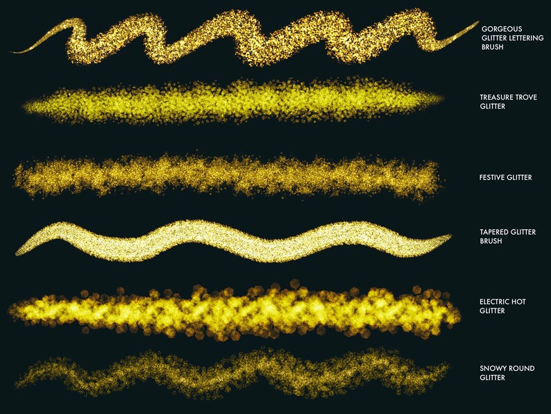 44 Procreate Glitter Brushes: Lettering, Shimmer, Metallic (digital ...