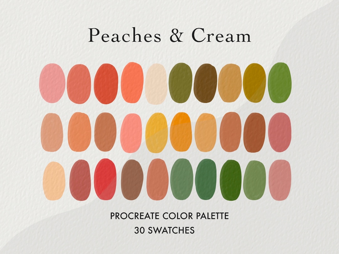 Peaches & Cream Procreate Color Palette: 30 Summer Swatches (digital ...
