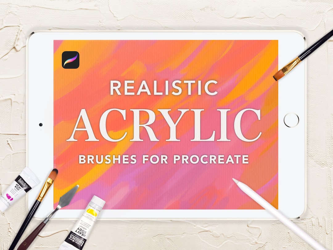 Realistic Acrylic Brushes for Procreate: Texture Brush Set (digital ...