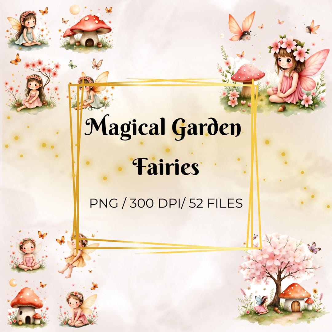 Watercolor Garden Fairies Clipart, Cute Nature Fairies Forest Birthday ...