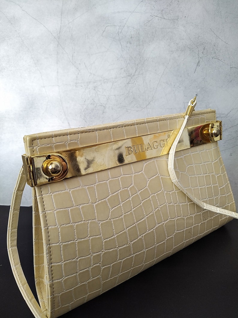 BULAGGI Ivory Bag/golden Metal Frame/faux Snake - Etsy