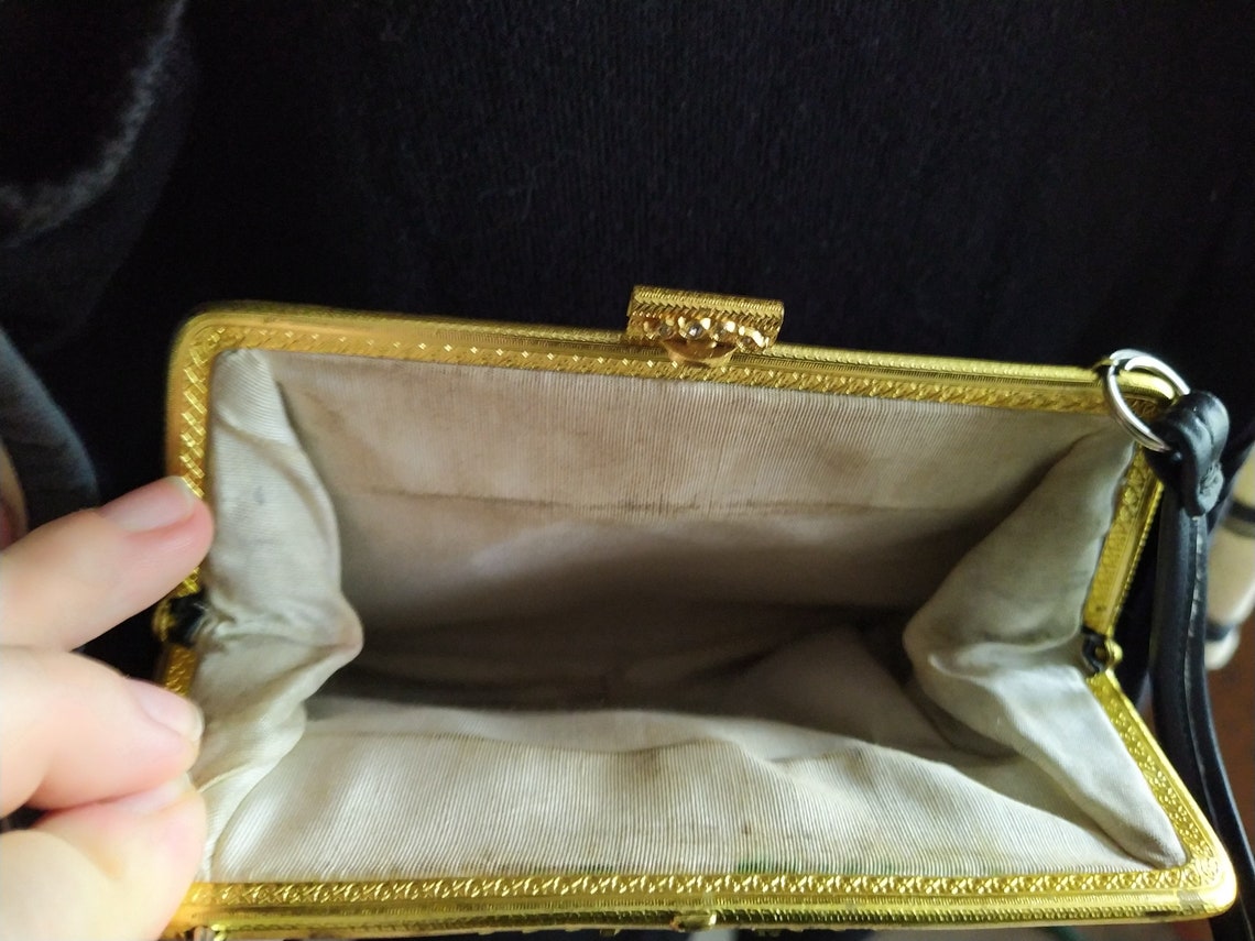 Metal Frame Bag/black With Rhinestone - Etsy