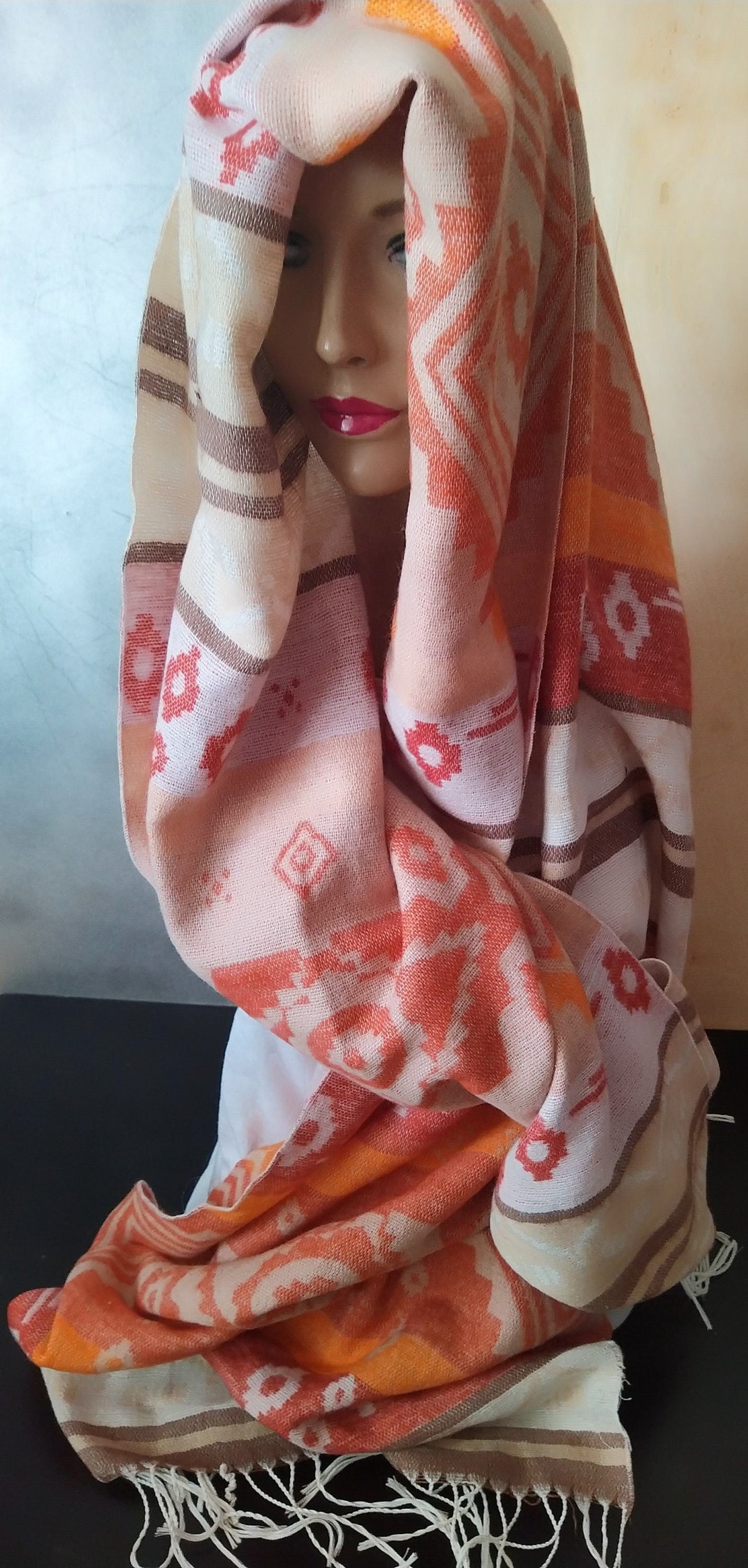 Large Woolen Shawl 220 X 60 Cm - Etsy