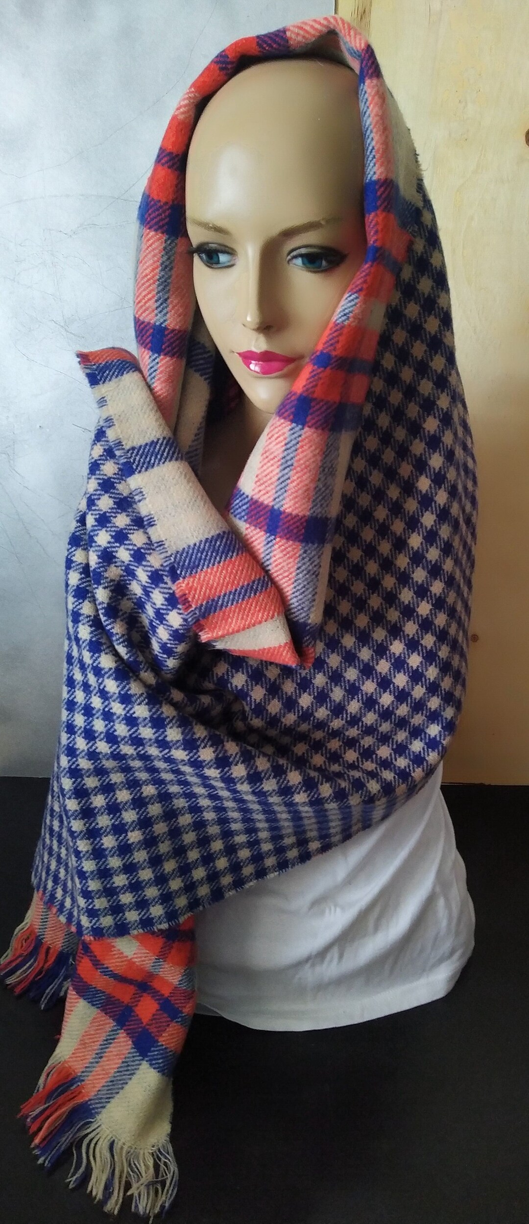 Large Woolen Shawl/double-sided/shawl/180 X 55 Cm - Etsy