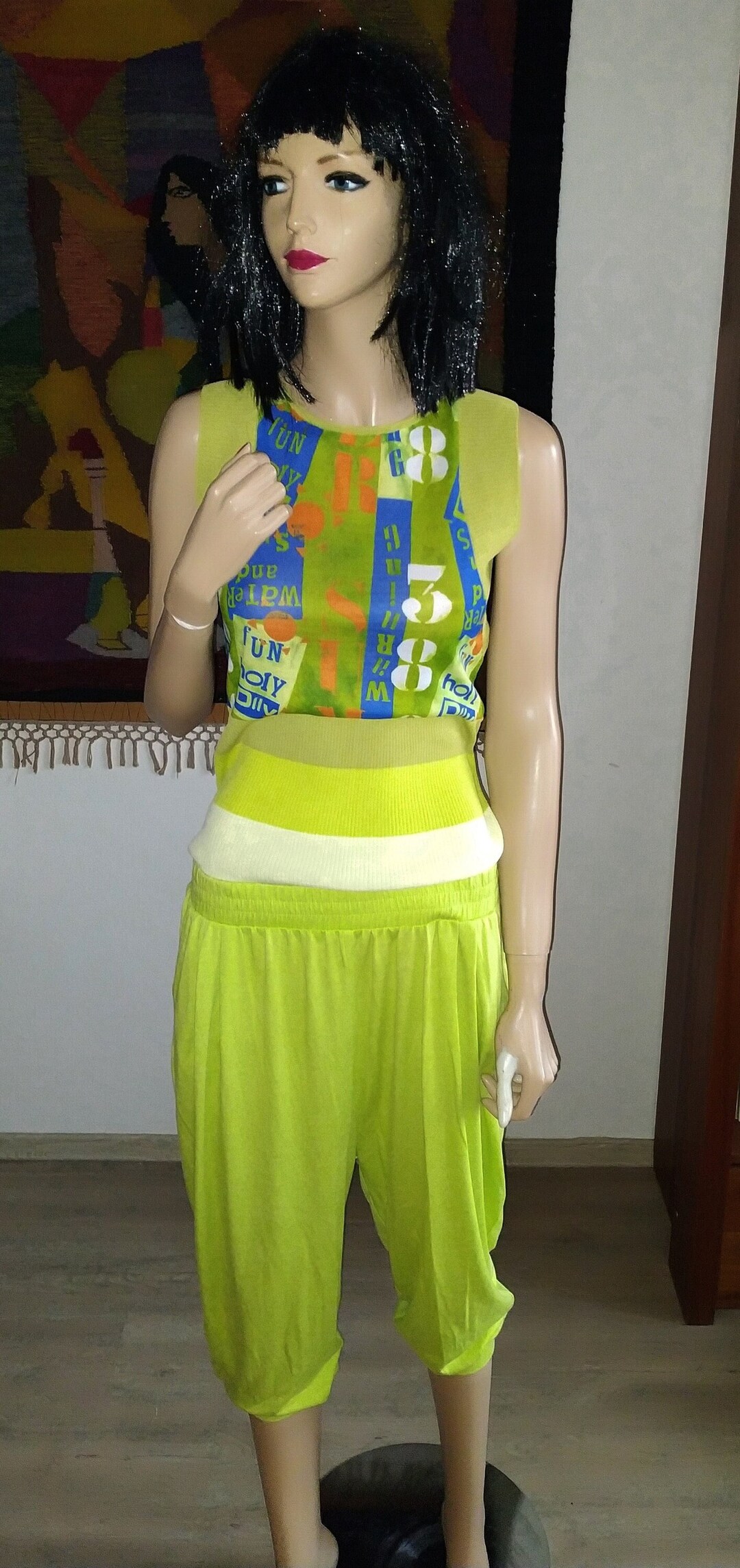 Elastic Neon Green Capris/pockets - Etsy