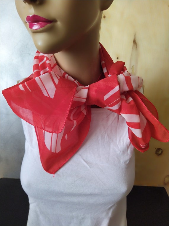 Red-White Vintage Scarf/1960s - Gem