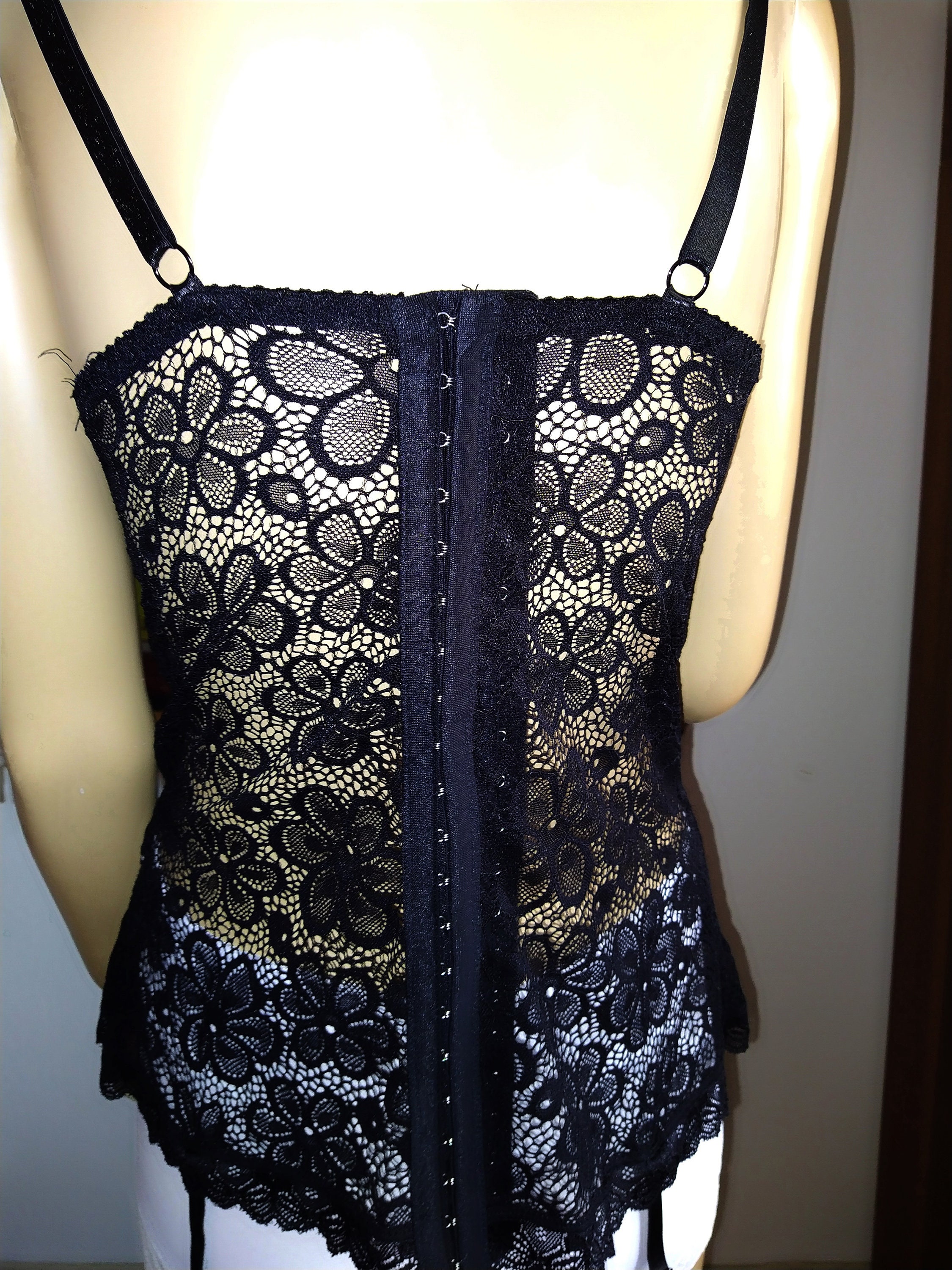 Garter Belt/lingerie/black Transparent Lace - Etsy