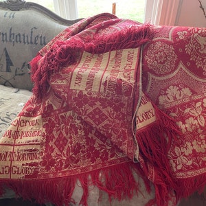 Antique Woven Wool Blanket Colonial Era Morning Glory Primitive ...
