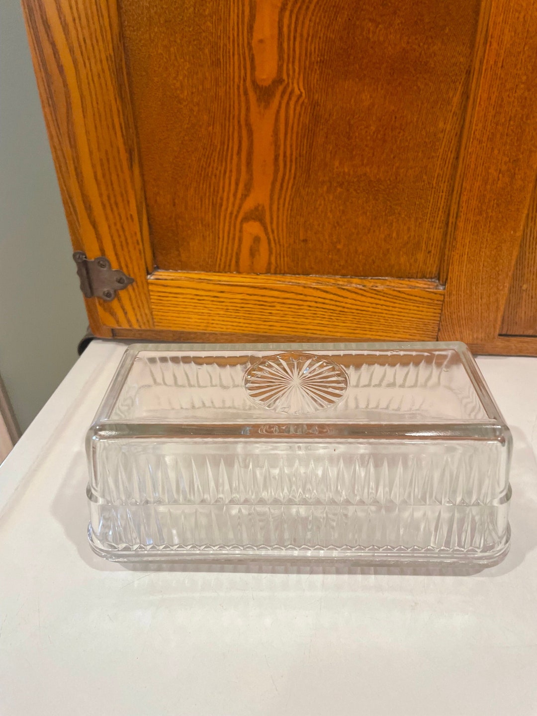 Vintage Large Federal Glass Covered Butter Dish Starburst Design - Etsy