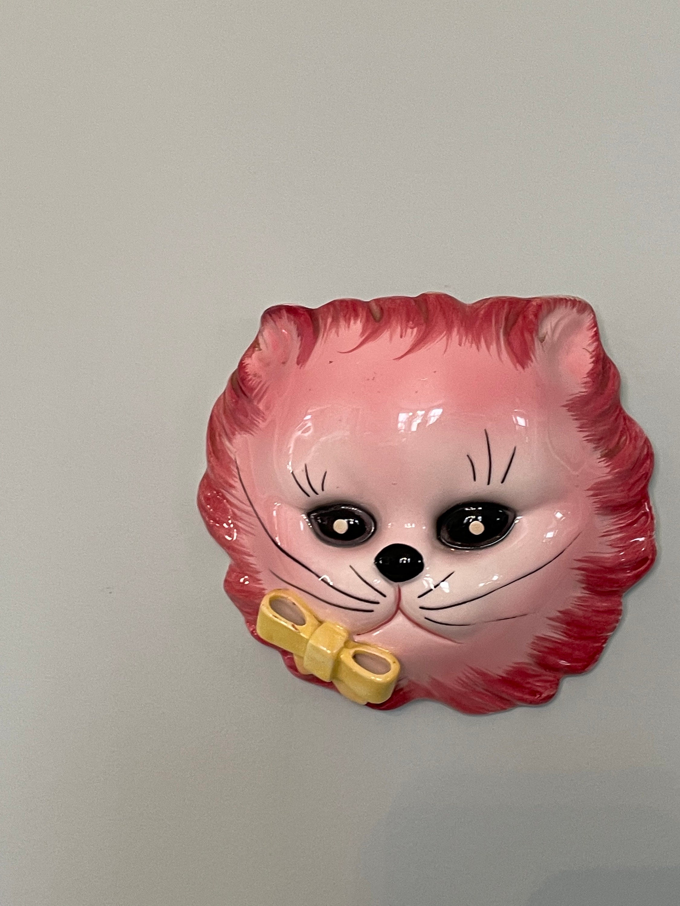 Vintage Lefton Pink Cat Wall Pocket 1950s Kitsch - Etsy